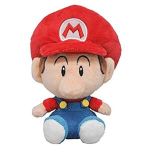 little buddy 1247 super mario all star collection baby mario plush, 6"