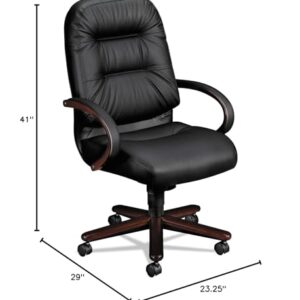 HON 2191NSR11 2190 Pillow-Soft Wood Series Executive High-Back Chair, Mahogany/Black Leather