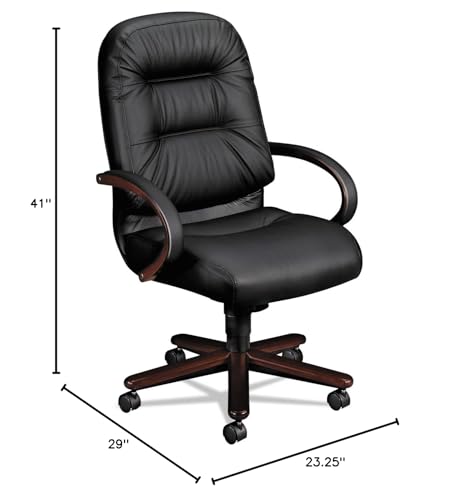 HON 2191NSR11 2190 Pillow-Soft Wood Series Executive High-Back Chair, Mahogany/Black Leather