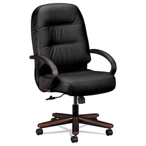 HON 2191NSR11 2190 Pillow-Soft Wood Series Executive High-Back Chair, Mahogany/Black Leather