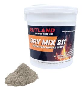 rutland dry mix 211 refractory mortar, masonry & fire brick cement, no heat cure required, dark gray, 2550f, 10 lb pail