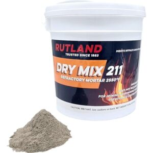 Rutland Dry Mix 211 Refractory Mortar, Masonry & Fire Brick Cement, No Heat Cure Required, Dark Gray, 2550F, 10 lb Pail