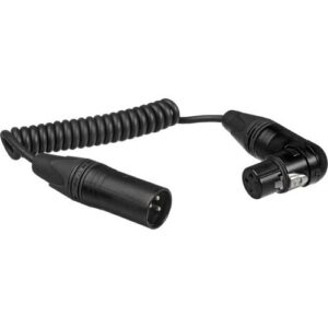 kopul coiled 3-pin xlr-m to angled 3-pin xlr-f cable - 3 to 18 (7.6 to 46 cm)