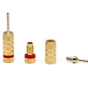 Monoprice 9438 Gold Plated Speaker Pin Plugs - 5 Pairs - Pin Screw Type, For Speaker Wire, Home Theater, Wall Plates And More