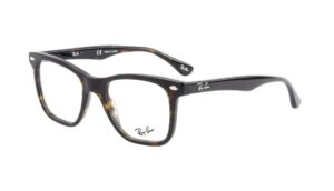 ray-ban rx5248 rectangular prescription eyeglass frames, dark havana/demo lens, 51 mm