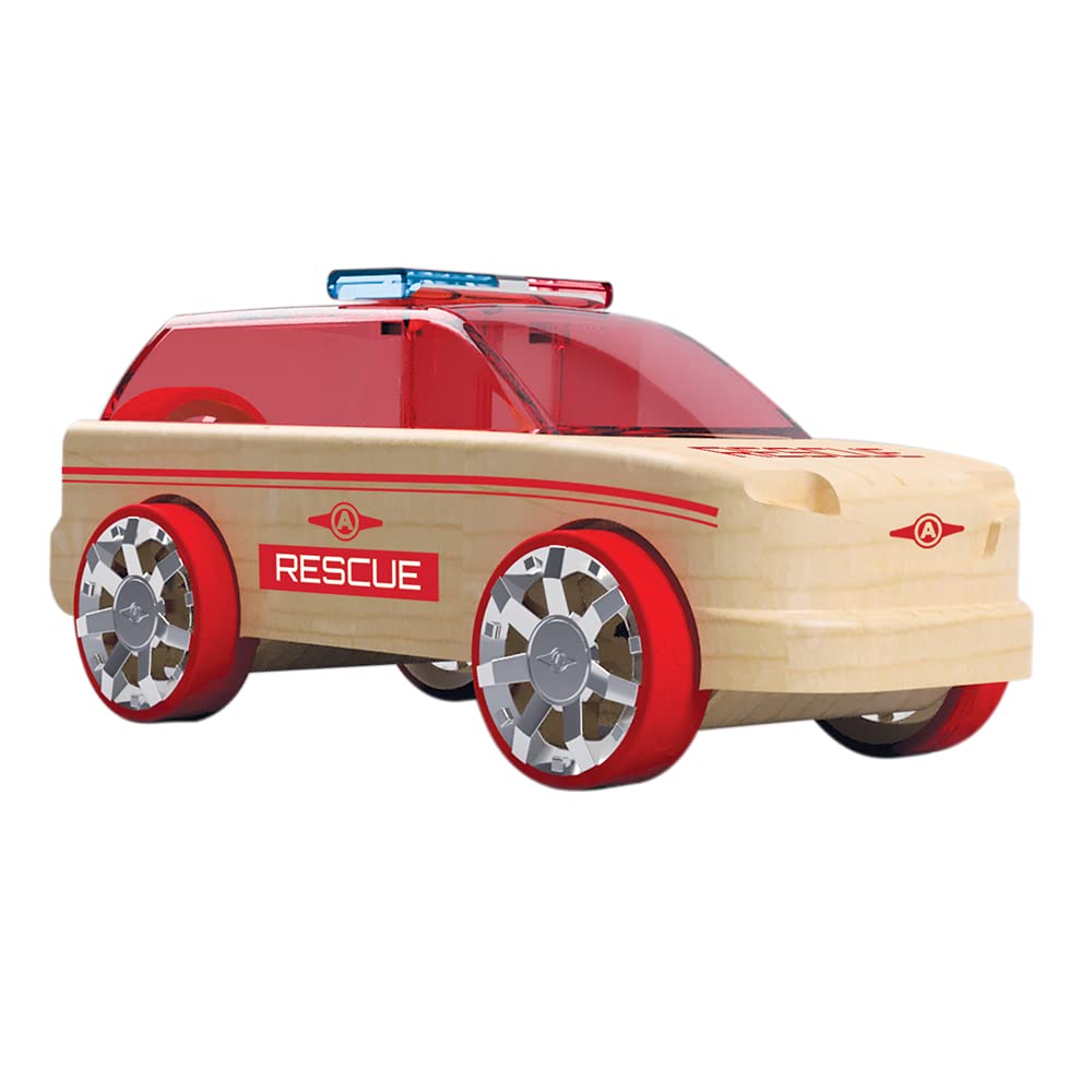 Automoblox Mini Rescue Pack — Wooden Mix-and-Match Vehicles — Build and Rebuild — Ages 4+