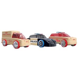 automoblox mini rescue pack — wooden mix-and-match vehicles — build and rebuild — ages 4+