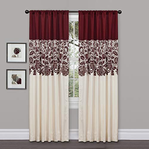 Lush Decor Estate Garden, Curtain Panel, Red 54.00" x 1.00"