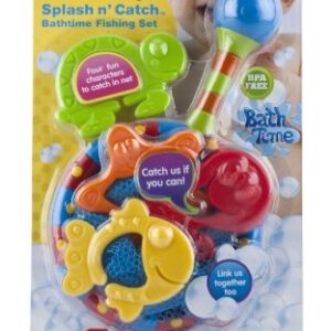 Nuby Splash n' Catch Bath Time Fishing Set, Includes Four Link Toys, 5"