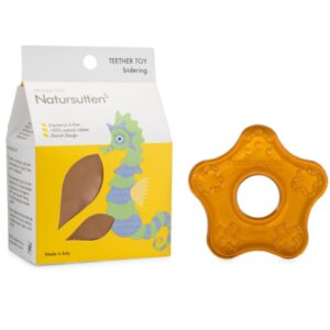 Natursutten Starfish Teether - Baby Teething Toys - Eco-Friendly Natural Rubber, PVC & 100% BPA-Free - Danish Design Baby Toys - Made in Italy Yellow