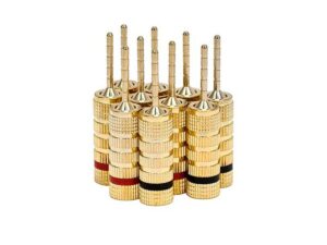 monoprice 9438 gold plated speaker pin plugs - 5 pairs - pin screw type, for speaker wire, home theater, wall plates and more