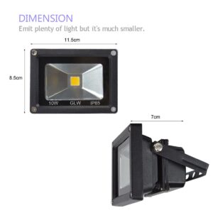 GLW 12V AC or DC LED Flood Light,10W Mini IP65 Waterproof Outdoor Light,900LM,6000K,Daylight White Security Light,80W Halogen Bulb Equivalent