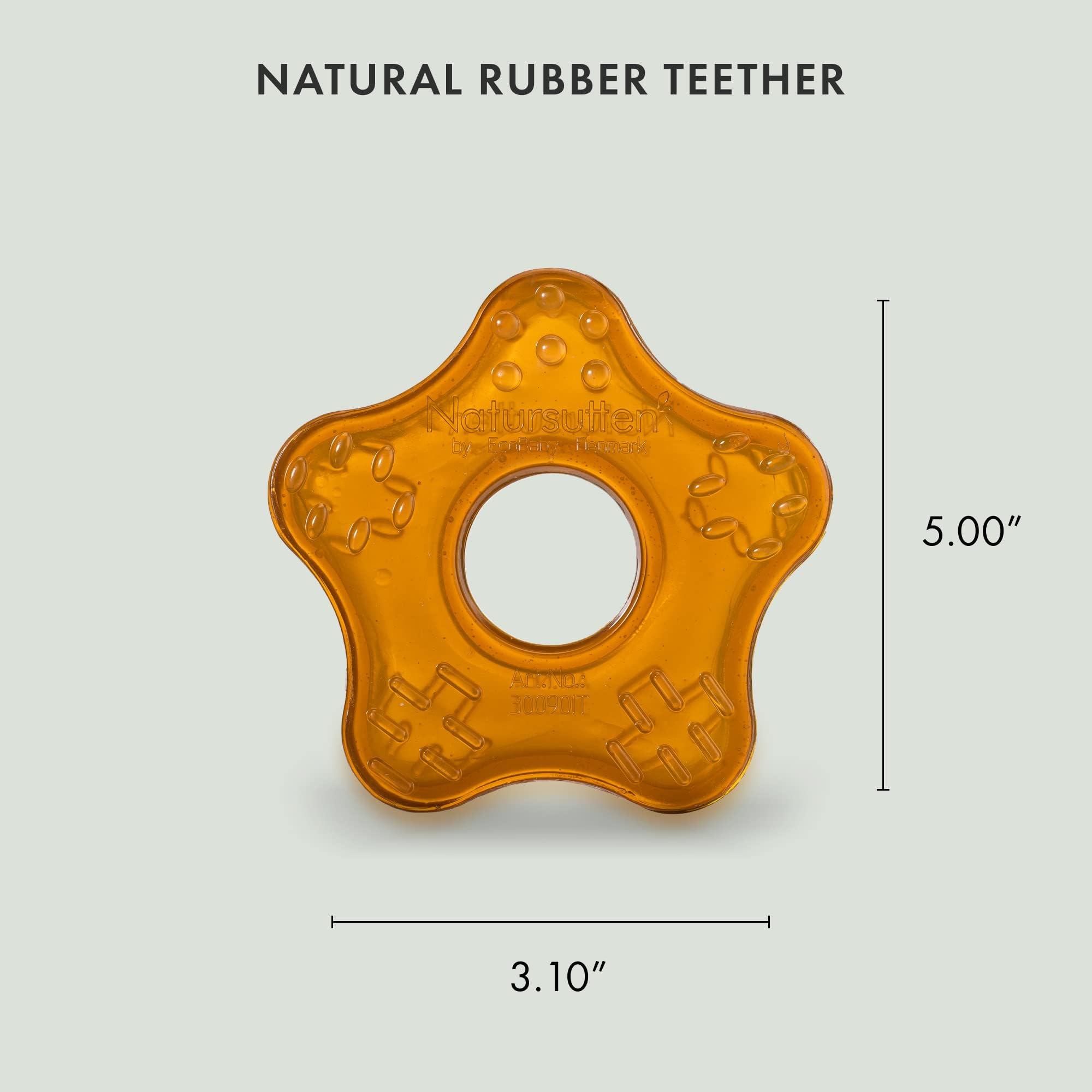 Natursutten Starfish Teether - Baby Teething Toys - Eco-Friendly Natural Rubber, PVC & 100% BPA-Free - Danish Design Baby Toys - Made in Italy Yellow