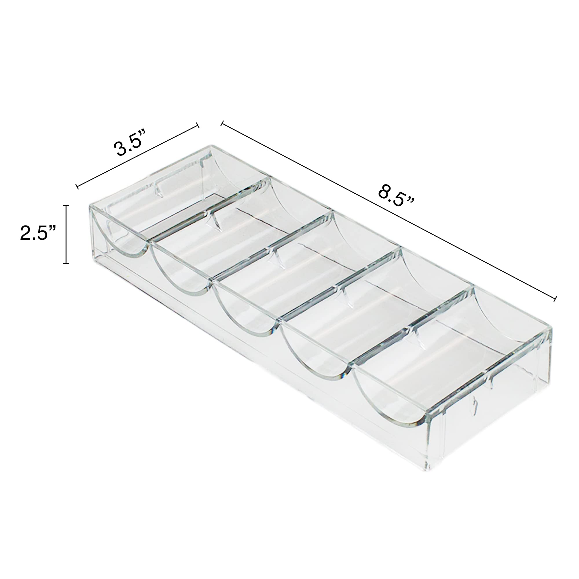 Brybelly Clear Acrylic Poker Chip Tray | for Standard Size Chips & Clay Chips | Each Tray Holds 100 Chips | 10 Trays - No Lids