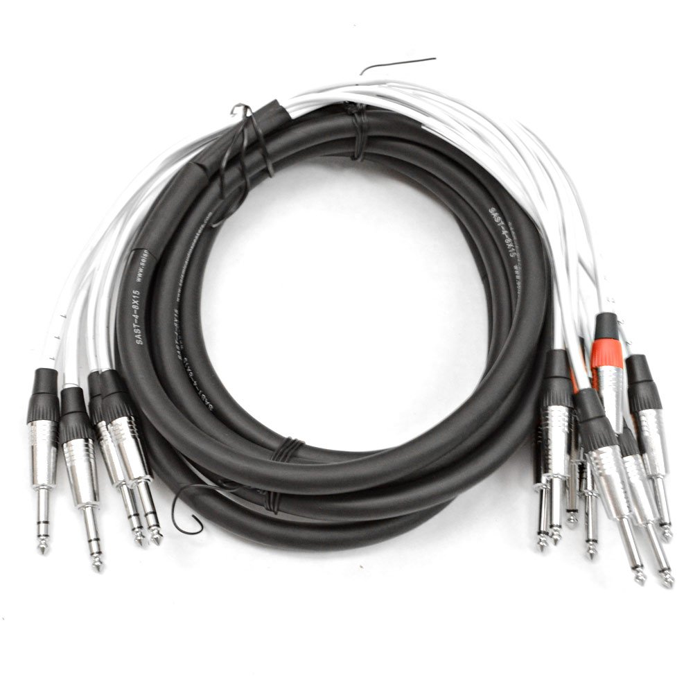 Seismic Audio - SAST-4-8-15 - 4 Channel 1/4" TRS Insert Snake Cable to 8 1/4" TS - 15 Feet