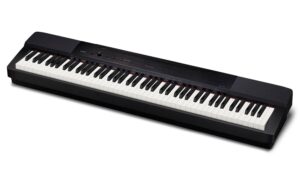 casio px-350 bk 88-key touch sensitive privia digital piano with "air" acoustic and intelligent resonation system and power supply, black