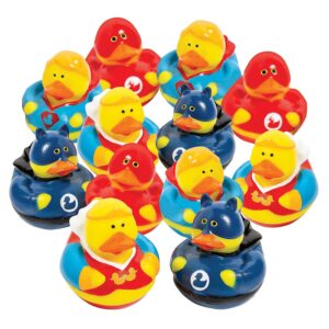 fun express superhero rubber duckies (1 dz) superhero themed party favors, character toys, rubber duckies