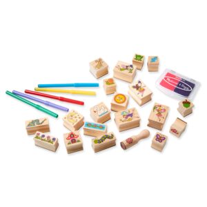 Melissa & Doug Stamp-a-Scene Stamp Pad: Fairy Garden - 20 Wooden Stamps, 5 Colored Pencils, and 2-Color Stamp Pad