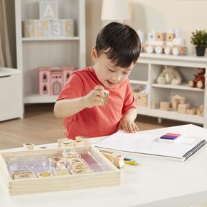 Melissa & Doug Stamp-a-Scene Stamp Pad: Fairy Garden - 20 Wooden Stamps, 5 Colored Pencils, and 2-Color Stamp Pad