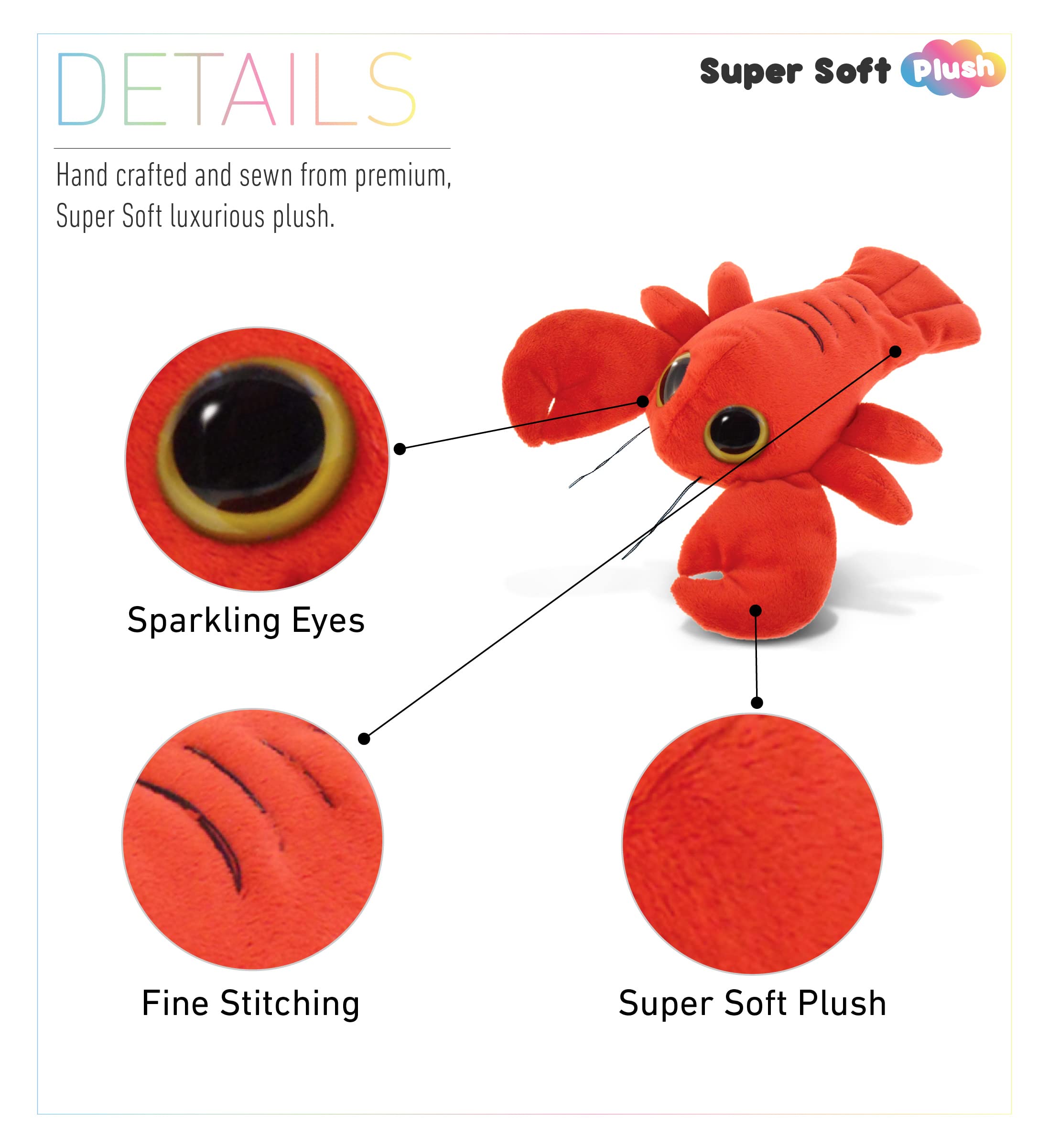 DolliBu Red Lobster Stuffed Animal - Super Soft Big Eyes Lobster Plush, Ocean Stuffed Animal Plush Toy for Boys and Girls, Perfect Red Stuffed Animal Lobster Gift for Kids, Teens, and Adults -6 Inches