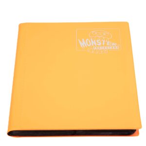 Monster 4 Pocket Trading Card Binder - Matte Orange Album, Anti-Theft & Anti-Drop TCG Protection w Side Loading Padded Pockets, Double Sided, Holds 160 Cards, For Sports, Gaming, Kpop, Christmas Gift