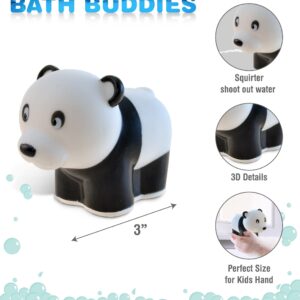 DolliBu Panda Bath Buddy Squirter – Floating Panda Bear Rubber Bath Toy, Fun Water Squirting Bathtime Play for Toddlers Cute & Soft Wild Life Animal Toy for Bathtub, Beach and Pool for Girls and Boys