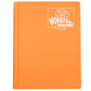 Monster 4 Pocket Trading Card Binder - Matte Orange Album, Anti-Theft & Anti-Drop TCG Protection w Side Loading Padded Pockets, Double Sided, Holds 160 Cards, For Sports, Gaming, Kpop, Christmas Gift