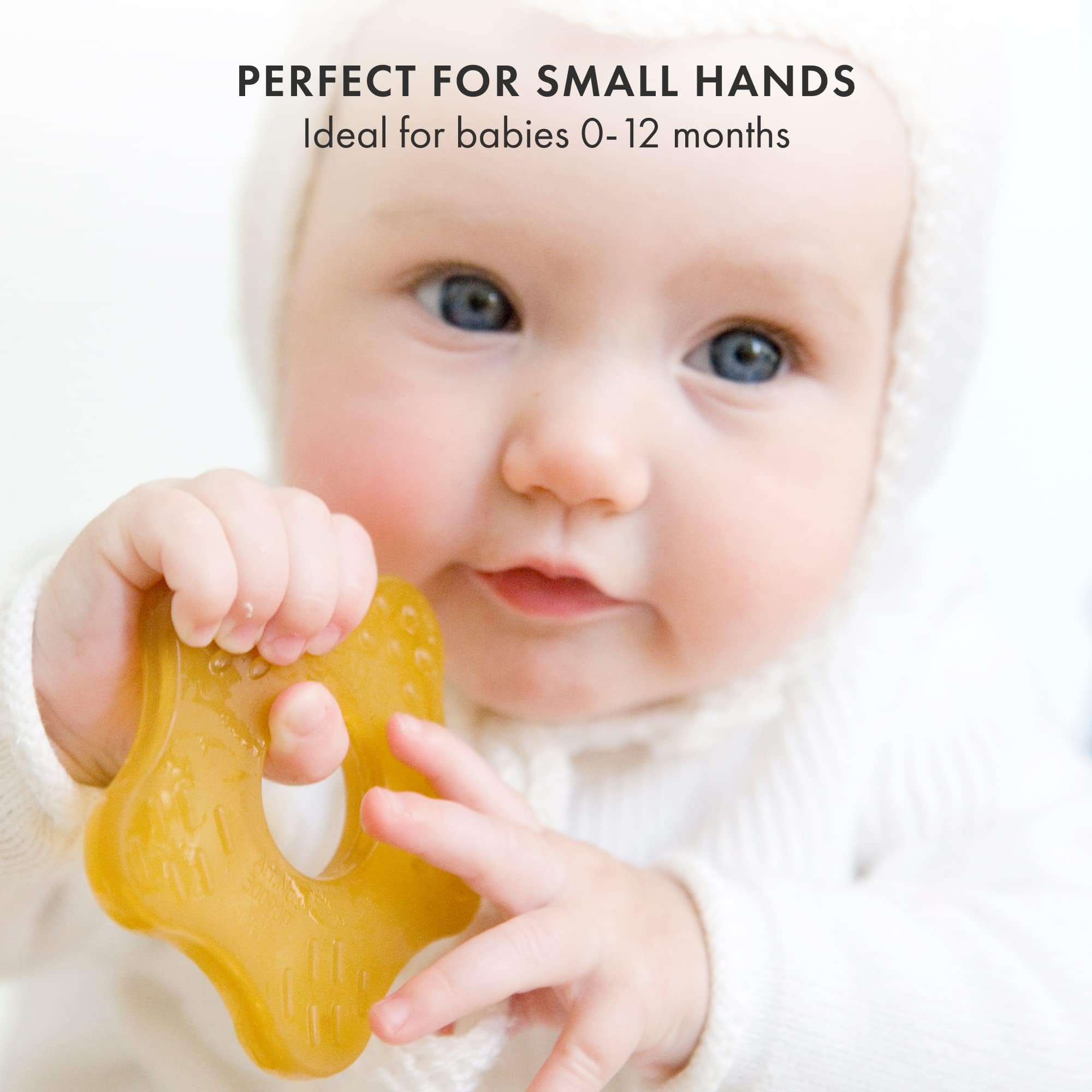 Natursutten Starfish Teether - Baby Teething Toys - Eco-Friendly Natural Rubber, PVC & 100% BPA-Free - Danish Design Baby Toys - Made in Italy Yellow