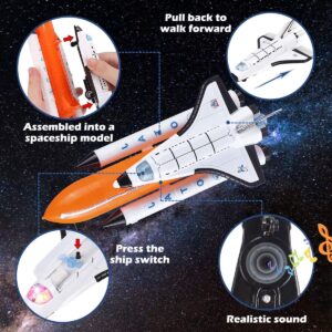 Space Shuttle Exploration Toy Playset - Kids Aerospace Space Station with Diecast Alloy Spaceshuttle, Fuel Tank, Rocket, Rovers, Airplane, Vehicles, Satellites, Astronaut Figures & Accessories