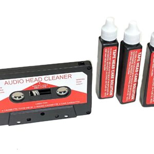 Audio Tape Cassette Head Cleaner w/ 3 Cleaning Fluids Care Wet Maintenance Kit by Alazco