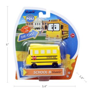 Robocar Poli, Schoolb DIE-CAST Metal Toy Cars, School Bus Toys, Mini Model Vehicle Toy Diecast Vehicle Party Birthday Gifts Toys for Toddlers Age 1-5 Boys Girls