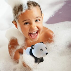 DolliBu Panda Bath Buddy Squirter – Floating Panda Bear Rubber Bath Toy, Fun Water Squirting Bathtime Play for Toddlers Cute & Soft Wild Life Animal Toy for Bathtub, Beach and Pool for Girls and Boys