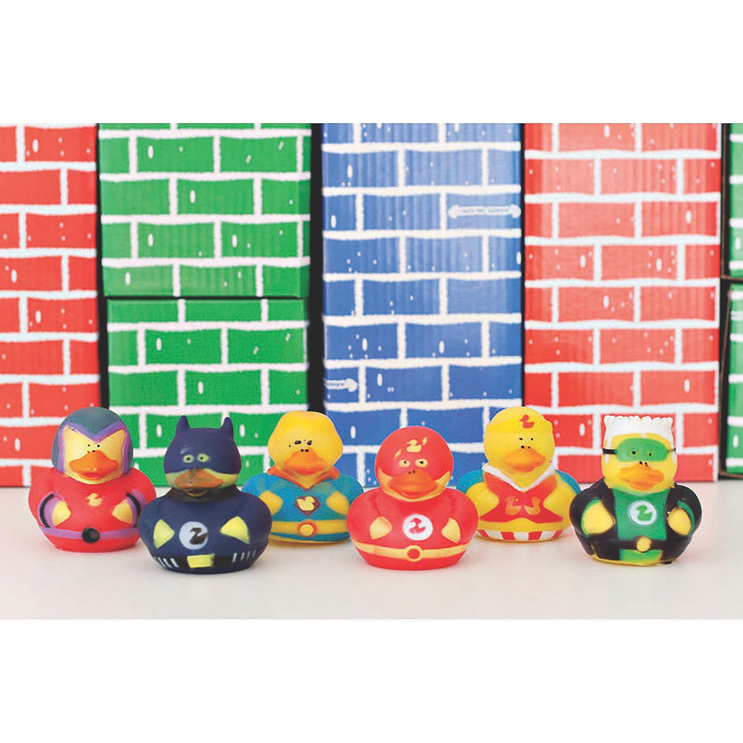 Fun Express Superhero Rubber Duckies (1 dz) Superhero Themed Party Favors, Character Toys, Rubber Duckies