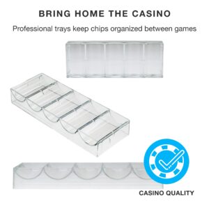 Brybelly Clear Acrylic Poker Chip Tray | for Standard Size Chips & Clay Chips | Each Tray Holds 100 Chips | 10 Trays - No Lids