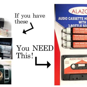 Audio Tape Cassette Head Cleaner w/ 3 Cleaning Fluids Care Wet Maintenance Kit by Alazco