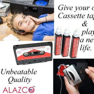 Audio Tape Cassette Head Cleaner w/ 3 Cleaning Fluids Care Wet Maintenance Kit by Alazco