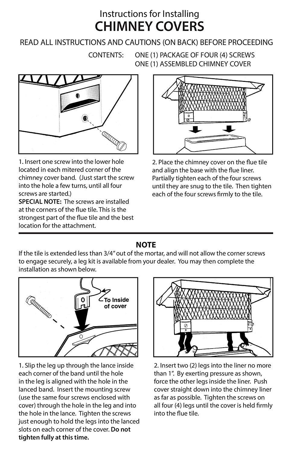 HY-C SSLK Chimney Cap Leg Kit