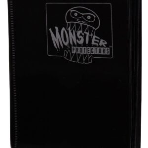 Monster 4 Pocket Trading Card Binder - Matte Black Album, Anti-Theft & Anti-Drop TCG Protection w Side Loading Padded Pockets, Double Sided, Holds 160 Cards, For Sports, Gaming, Kpop, Christmas Gift