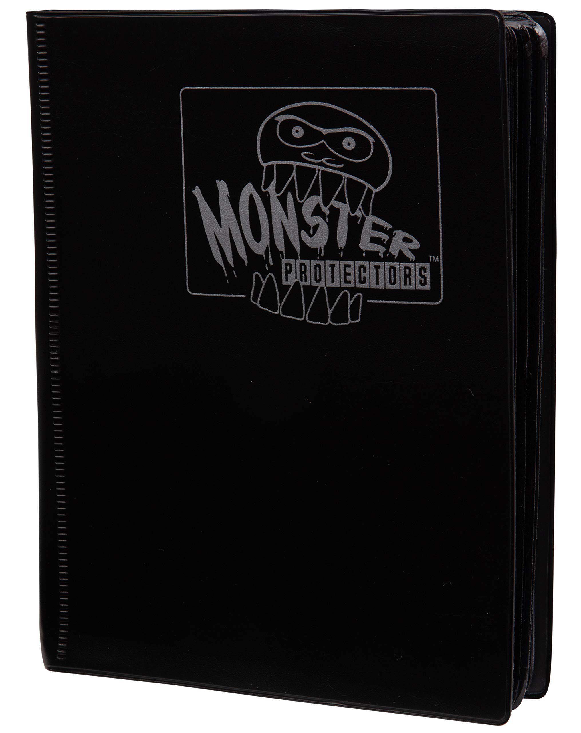 Monster 4 Pocket Trading Card Binder - Matte Black Album, Anti-Theft & Anti-Drop TCG Protection w Side Loading Padded Pockets, Double Sided, Holds 160 Cards, For Sports, Gaming, Kpop, Christmas Gift