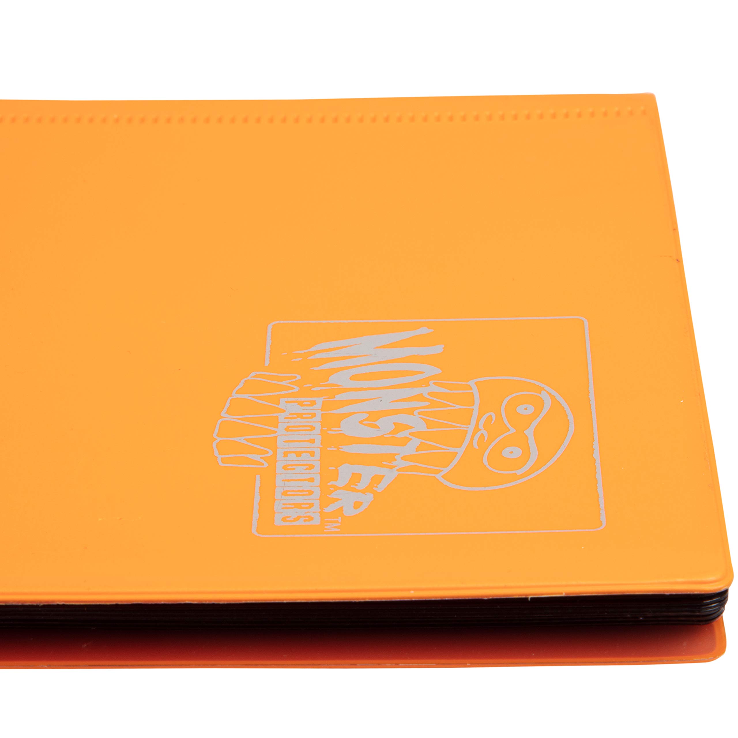 Monster 4 Pocket Trading Card Binder - Matte Orange Album, Anti-Theft & Anti-Drop TCG Protection w Side Loading Padded Pockets, Double Sided, Holds 160 Cards, For Sports, Gaming, Kpop, Christmas Gift