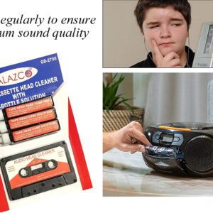 Audio Tape Cassette Head Cleaner w/ 3 Cleaning Fluids Care Wet Maintenance Kit by Alazco