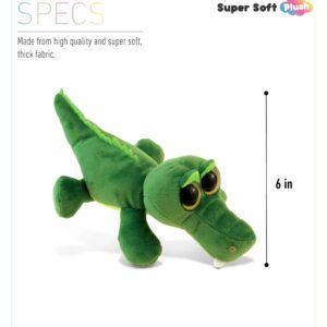 DolliBu Green Alligator Stuffed Animal - Super Soft Alligator Plush, Huggable Big Eyes Plush Animal Alligator Toy, Wild Animal Gator Plush, Cute Stuffed Animal Gift for Kids and Adults - 6 Inches