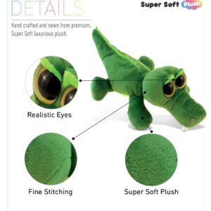 DolliBu Green Alligator Stuffed Animal - Super Soft Alligator Plush, Huggable Big Eyes Plush Animal Alligator Toy, Wild Animal Gator Plush, Cute Stuffed Animal Gift for Kids and Adults - 6 Inches