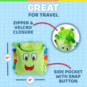 Buckle Toys - Buddy Activity Backpack - Educational Pre-K Learning Activity Toy - Zippered Pouch for Storage - Great Gift for Toddlers and Kids