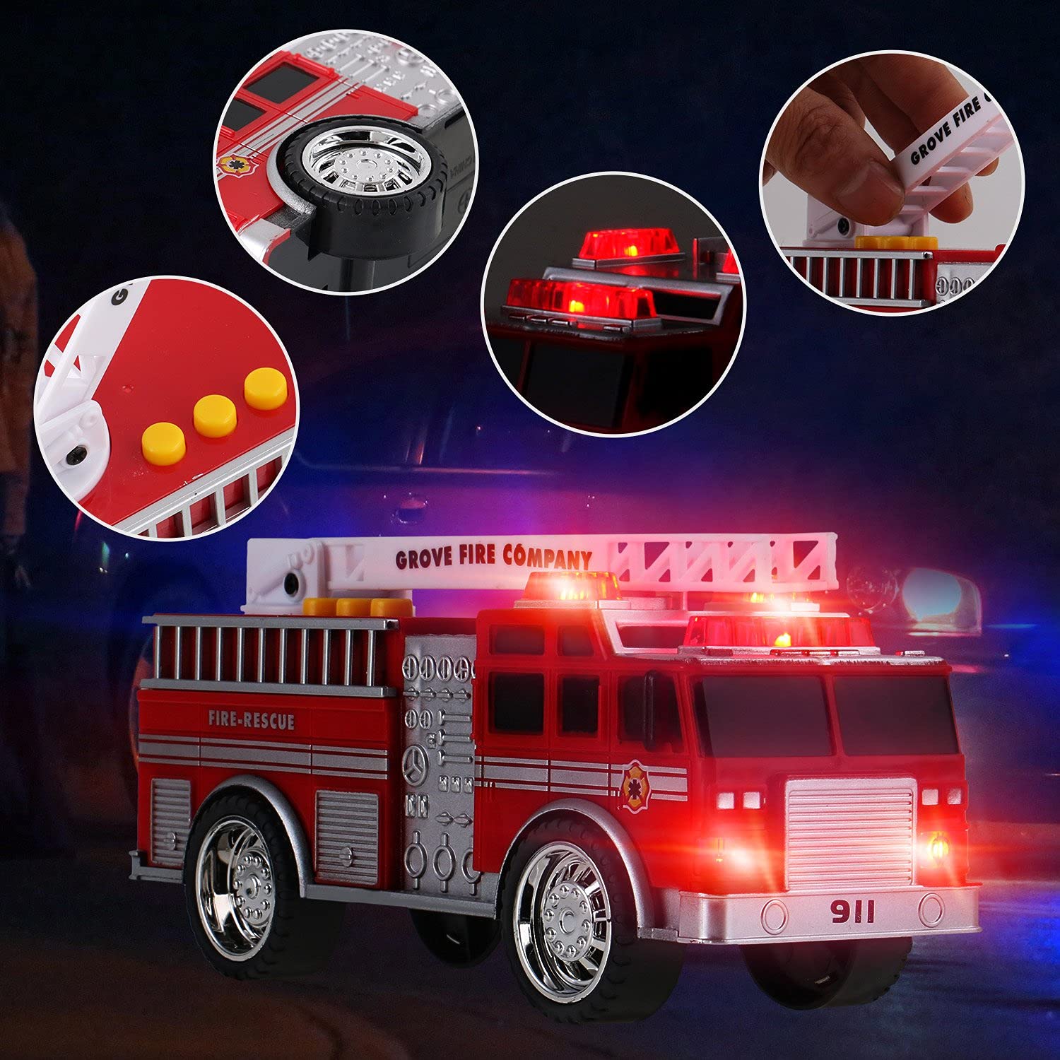 Liberty Imports 3-in-1 True Hero Emergency Rescue Vehicles Kids Toy Cars Playset - Ambulance, Fire Truck and Police Car with 3-Button LED Light and Sound Effects