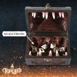 Forged Dice Co. Mimic Chest Dice Storage Box - Holds up to 35 DND Dice or 5 Polyhedral Dice Sets - Great DND Gifts for Men & Compatible with Dungeons & Dragons