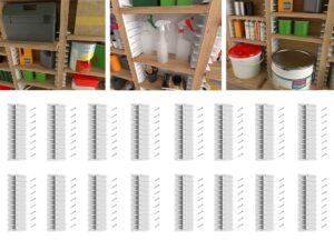 ezstudrack shelving system for garages, sheds, pantries, closets, and more. includes 32 ezstudracks & 128 screws- wood not included