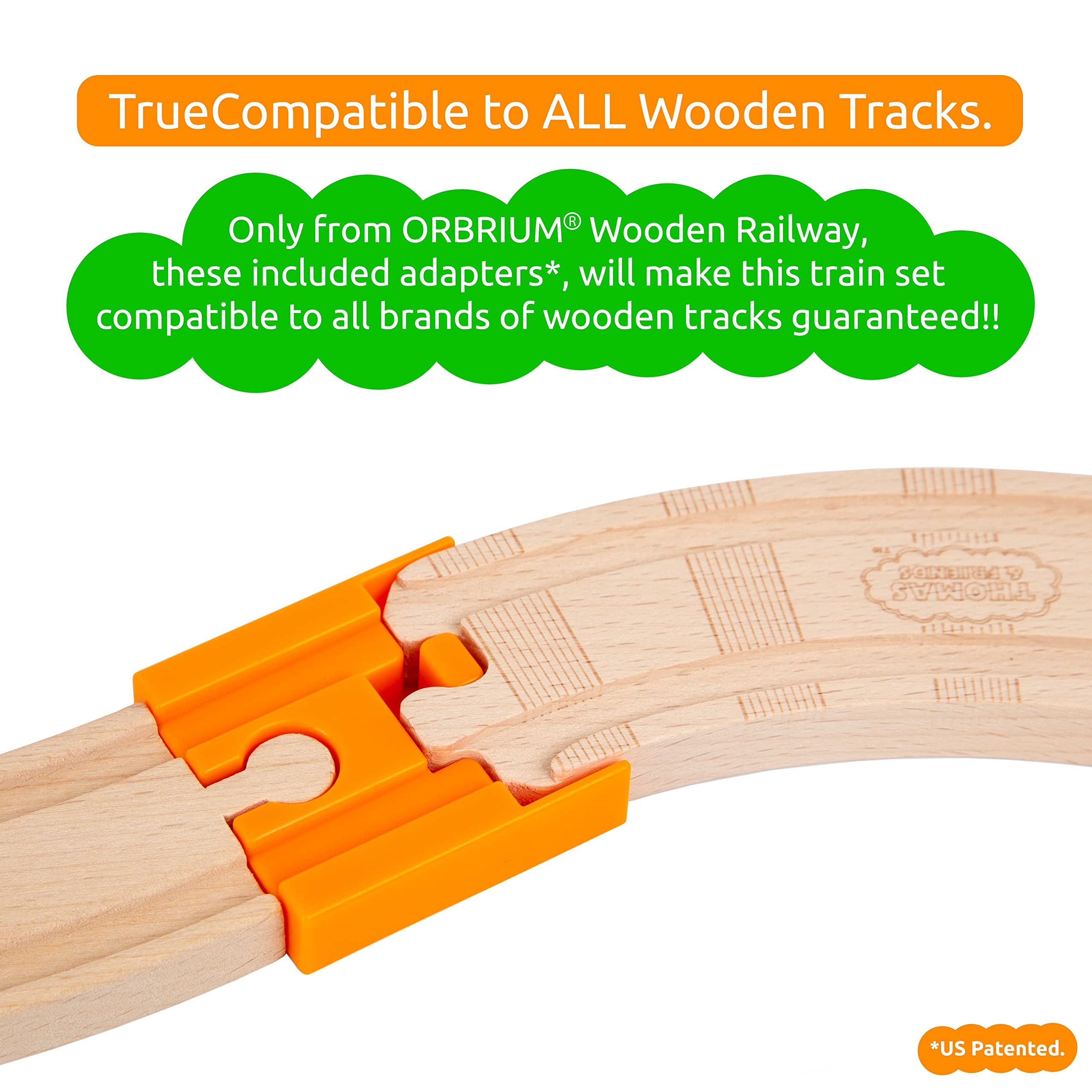 Orbrium Toys 110 Pcs Wooden Train Track Expansion Pack Compatible with Thomas Wooden Train, Brio, Thomas The Tank Engine