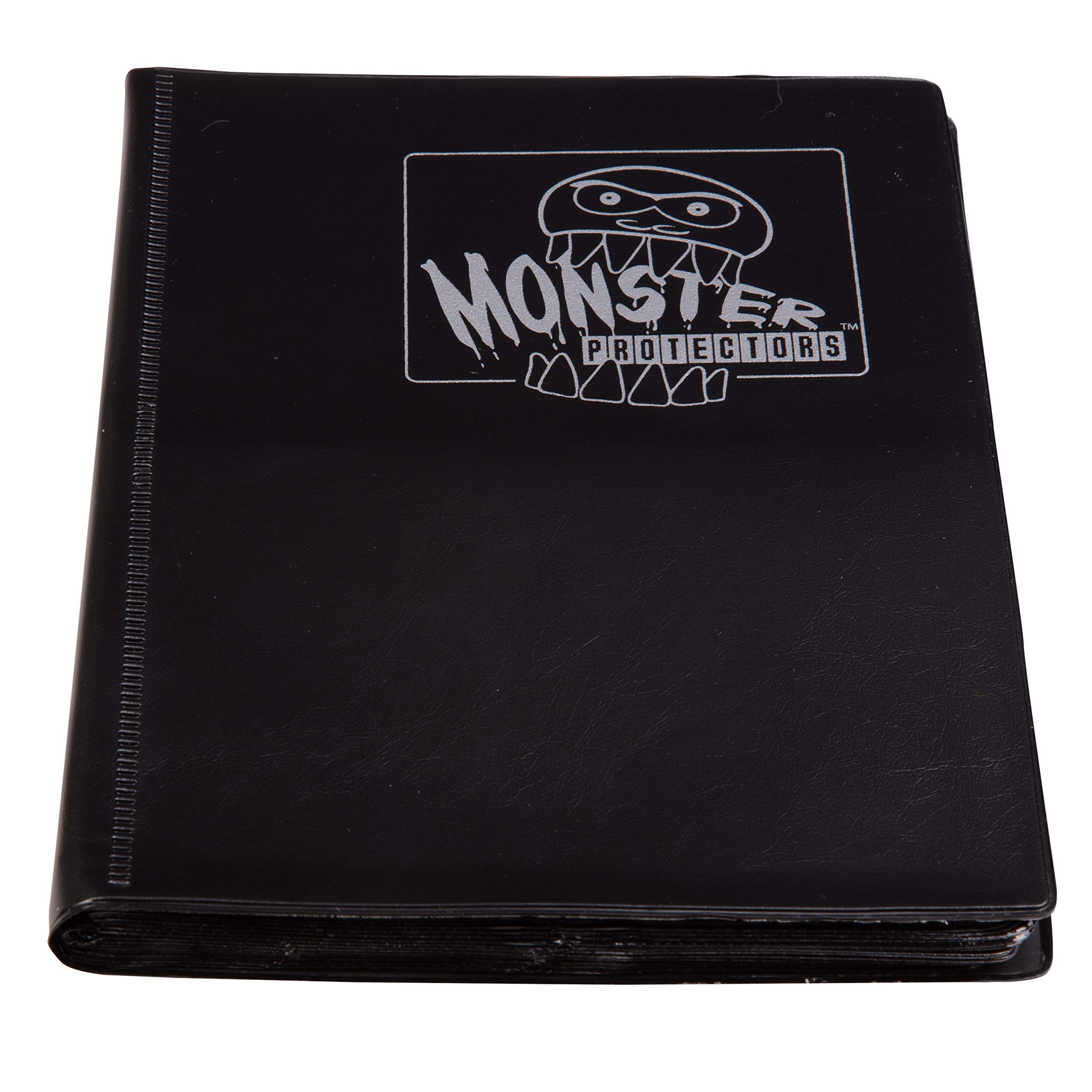 Monster 4 Pocket Trading Card Binder - Matte Black Album, Anti-Theft & Anti-Drop TCG Protection w Side Loading Padded Pockets, Double Sided, Holds 160 Cards, For Sports, Gaming, Kpop, Christmas Gift