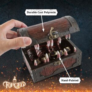 Forged Dice Co. Mimic Chest Dice Storage Box - Holds up to 35 DND Dice or 5 Polyhedral Dice Sets - Great DND Gifts for Men & Compatible with Dungeons & Dragons